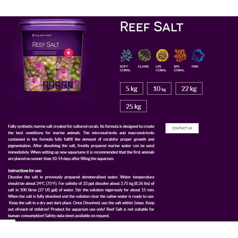 Aquaforest Reef Salt 22 Kg. เกลือทะเลที่เปลี่ยนน้ำกี่ครั้งก็ต้อง WOW ...