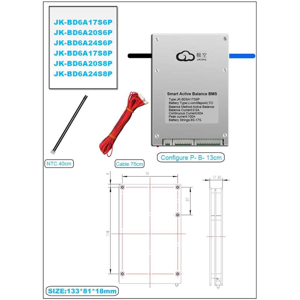JK Jikong Smart BMS มี Active balance บลูทูธในตัว เชื่อมต่อกับโทรศัพท์ ...