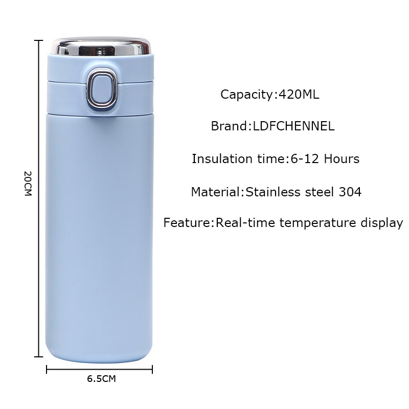 Please COD 420ML Smart Thermos Stainless Steel Water Bottle Led Digital Temperature Display ...