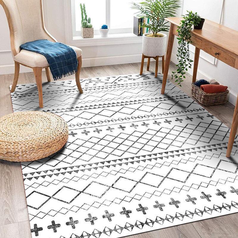 Moroccan bohemian ethnic style carpet short pile living room bedroom ...