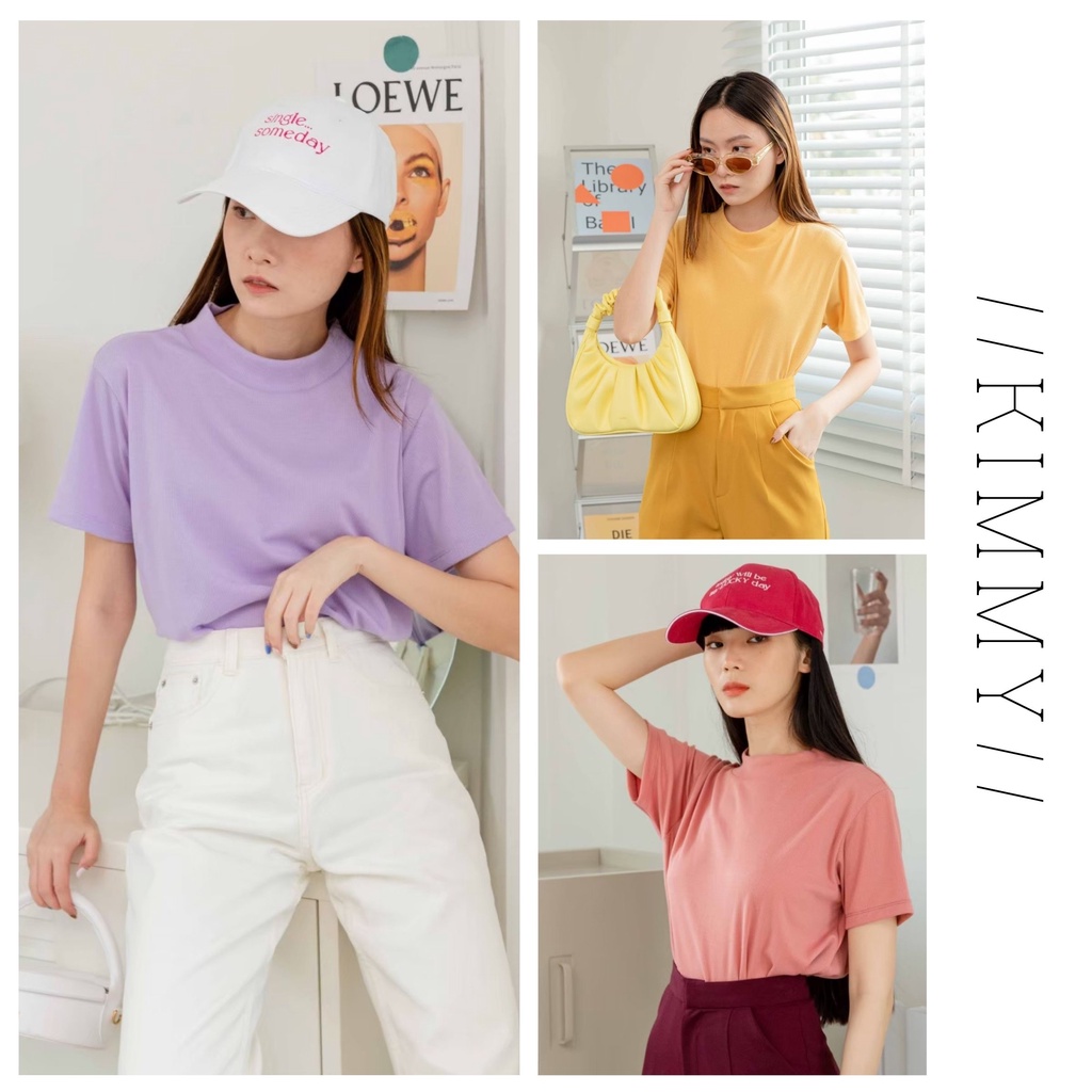 Front Nine Kimmy T-Shirt (new fabric) เสื้อยืดแขนสั้นผ้าร่อง คอเต่า ...