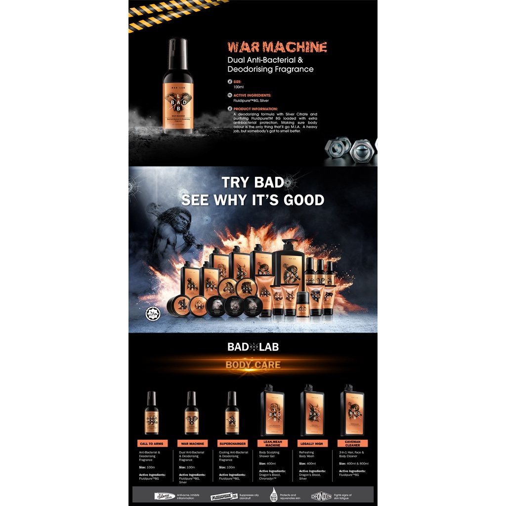 แบดแล็บ สเปรย์น้ำหอมระงับกลิ่นกาย วอร์แมชชีน ดูอัล-แอคชั่น แอนด์ ดีโอโด ...