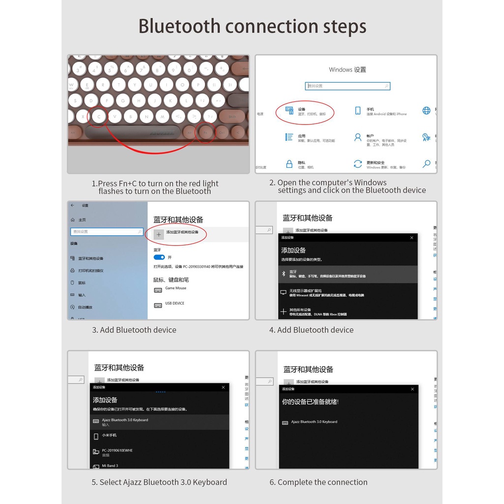 【พร้อมส่ง】คีย์บอร์ดไร้สาย Bt Ajazz 308I 84 คีย์สําหรับ Win/Ios/Android ...