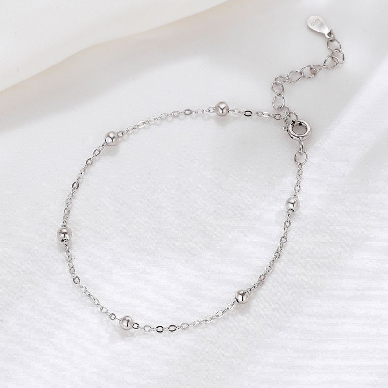 ins เครื่องประดับสไตล์เรียบง่าย s925 สร้อยข้อมือลูกปัดเงินอารมณ์ขนาดเล็กใสสไตล์มินิมอล ...