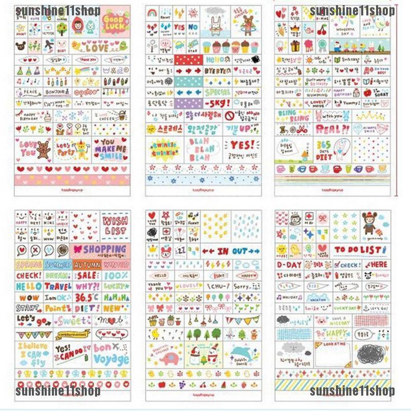 SS&6 Sheets DIY Book Wall paper Stickers Diary Scrapbook Decoration ...
