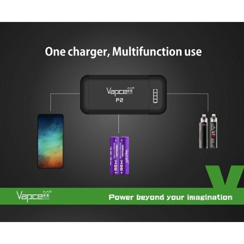 เครื่องชาร์จถ่าน 2in1 Vapcell P2 charger& power Bank (สำหรับถ่าน18650 ...