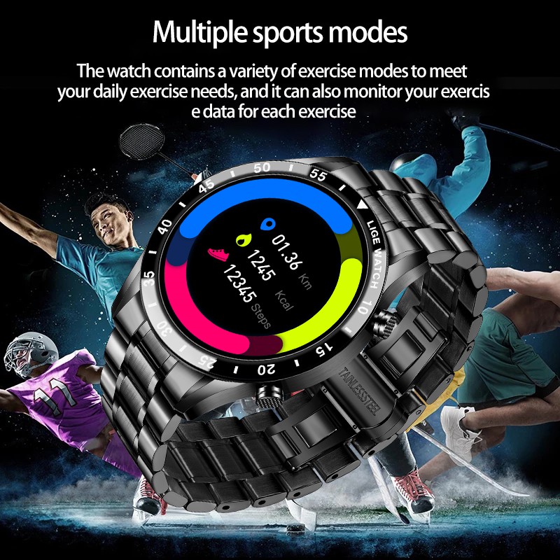 LIGE 2020 New Smart Watch Men Full Touch Screen Sports Fitness IP67 ...