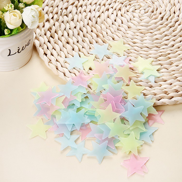 3cm Diameter 3D Stars Luminous Fluorescent Plastic Wall Sticker ...