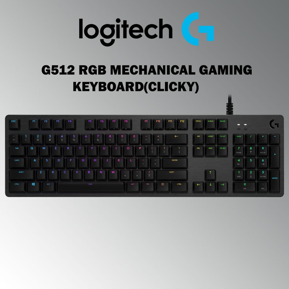 LOGITECH G512 CARBON GX BLUE CLICKY SWITCH , RGB MECHANICAL Gaming แป้นพิมพ์ไทย Keyboard g512 ...