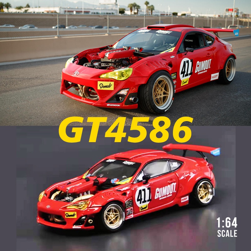 HKM 1:64 Toyota 86 + 458 Engine GT4586 Modified Vehicle Alloy Diorama Car Model Collection ...