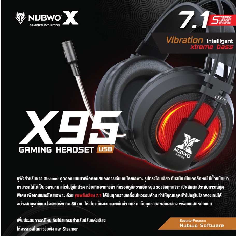 หูฟังเกมมิ่ง NUBWO-X (7.1) GAMING HEADSET X95 ( ประกัน 2 ปี ) | Shopee Thailand