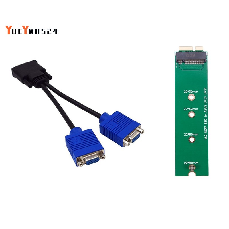 1pcs Dms-59 Pin Male to Dual Vga Female Y Splitter Adapter Cable & 1pcs M.2 Ngff Ssd to 18 Pin ...