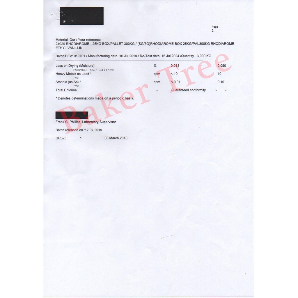Rhodiarome (Ethylvanillin) เอทิลวานิลิน นำเข้าจากอเมริกา ...