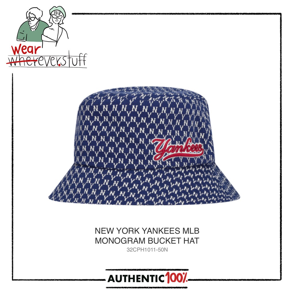 [AUTHENTIC100%] MLB รุ่น MONOGRAM BUCKET HAT NEW YORK YANKEES ...