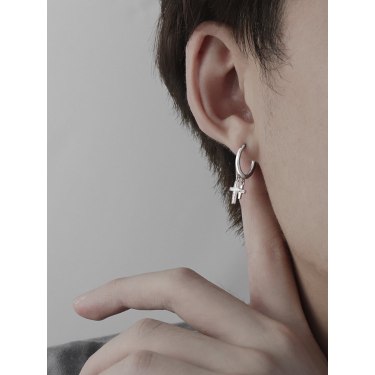 Hikaw ต่างหูห่วงไขว้ สีเงิน เครื่องประดับ สําหรับผู้ชาย - melody001.th ...