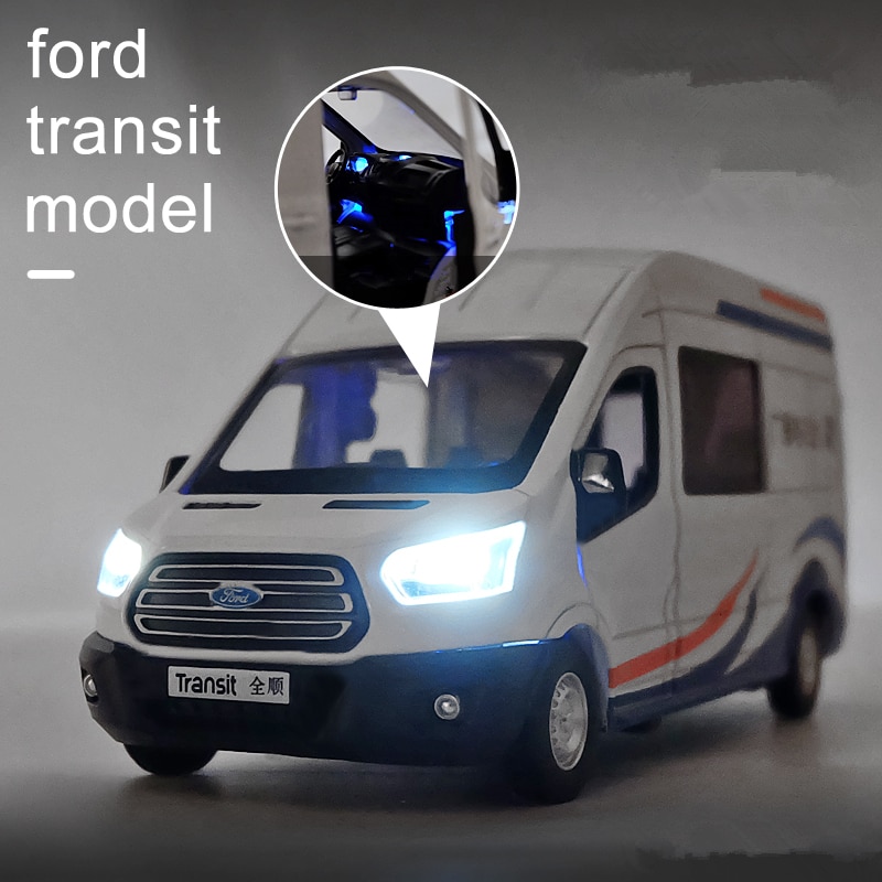 134 Diecast FORD Transit Alloy Business urose Vehicle Car Model Sound ...