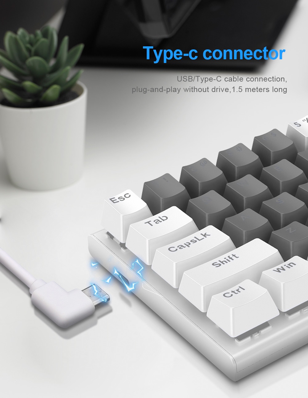 E-yooso Z11 RGB USB 60% คีย์บอร์ดเกมมิ่ง 61 คีย์ แบบมีสาย ถอดสายได้ พกพาง่าย สําหรับเดินทาง PC ...