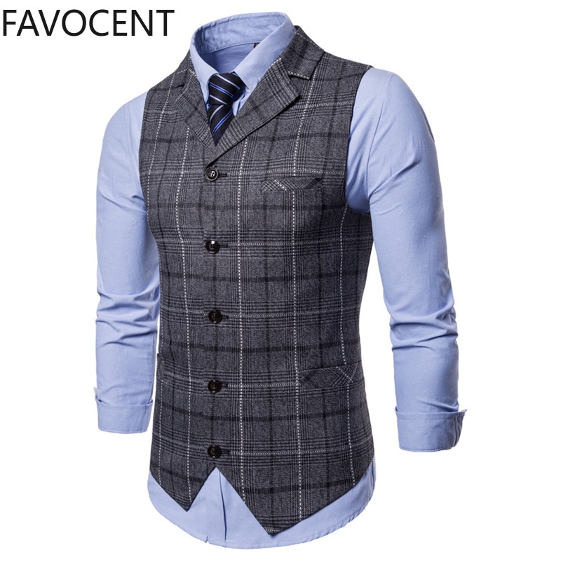 New Mens Vest Casual Business Men Suit Vests Male Lattice Waistcoat ...