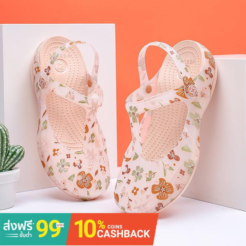 Crocs Veblen hole shoes female ins tide Baotou thick-soled beach shoes ...