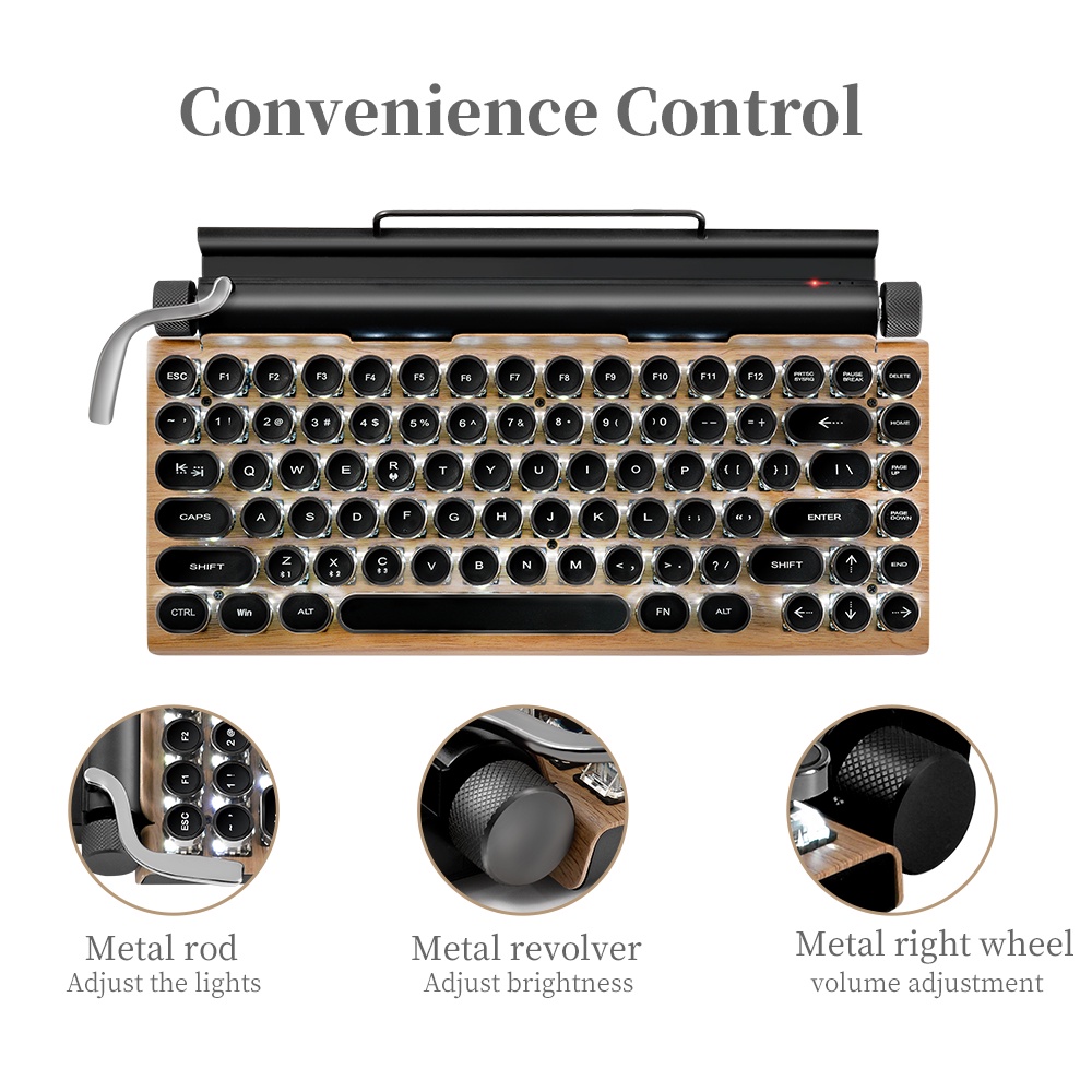 Tw1867 Retro Wireless Typewriter Bt Mechanical Multi Devices Connection ...