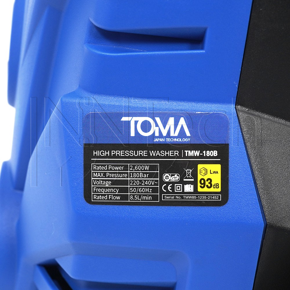 TOMA JAPAN เครื่องฉีดน้ำแรงดันสูง เครื่องฉีดน้ำ 180 บาร์ 2600 วัตต์ รุ่ ...