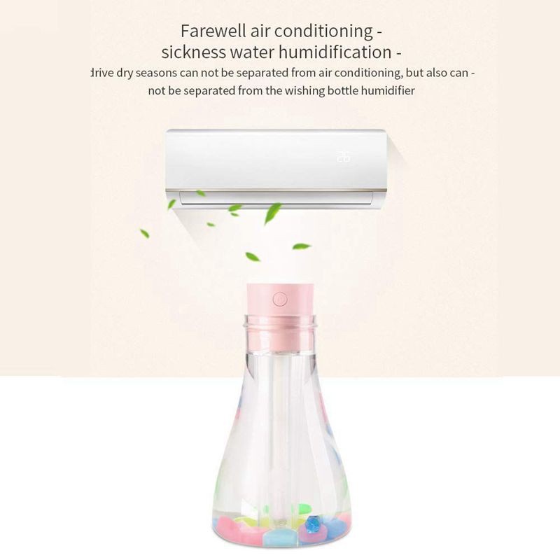 Humidifiers 500ml Portable USB Wishing Bottle Mist Spray Light Bar ...