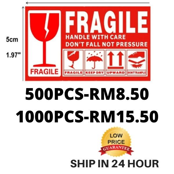 SUPER DEAL500,1000PCS FRAGILE Sticker Fragile Label 9*5cm Warning Label ...