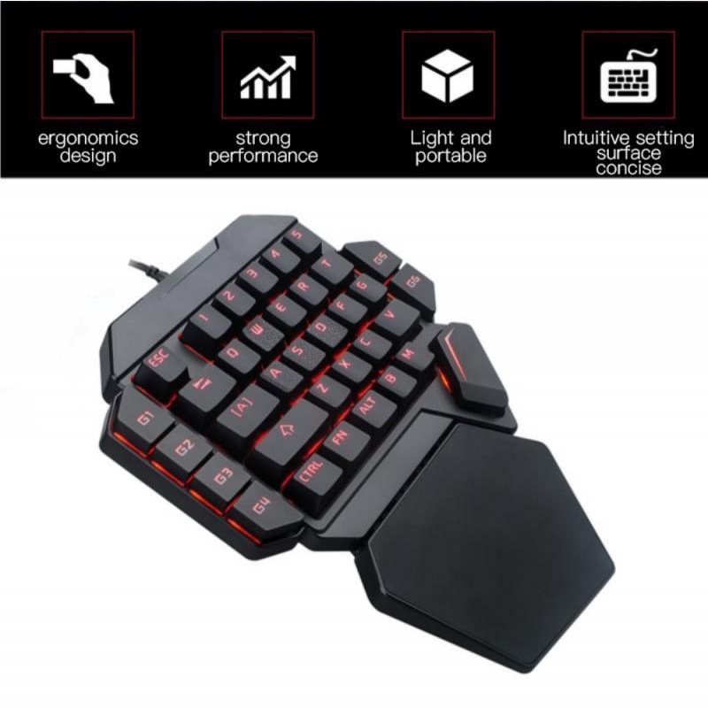 One-Handed Mechanical Gaming Keyboard RGB Backlit Portable Mini Gaming ...