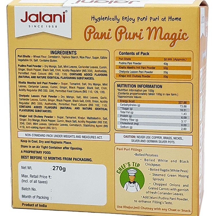 Pani Puri Magic( Jalani )270g แผ่นแป้งสําหรับทอด ขนมอินเดีย ...