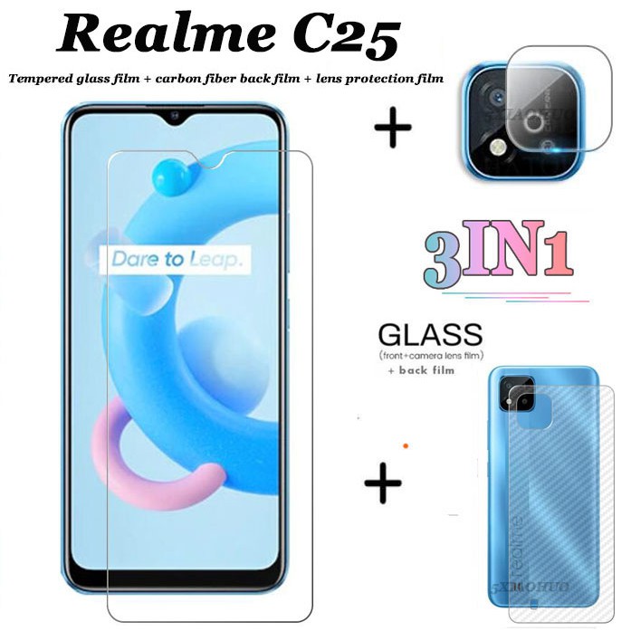 3 in 1 ฟิล์มกระจกกันรอยเลนส์กล้องสําหรับ oppo realme C25 C21 C17 C15 C11 C3 C25S C21Y ...