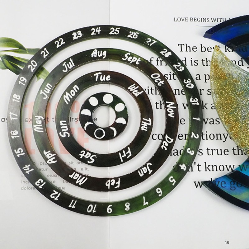 J 3Pcs DIY Perpetual Calendar Resin Mold Rotatable Circular Wall ...