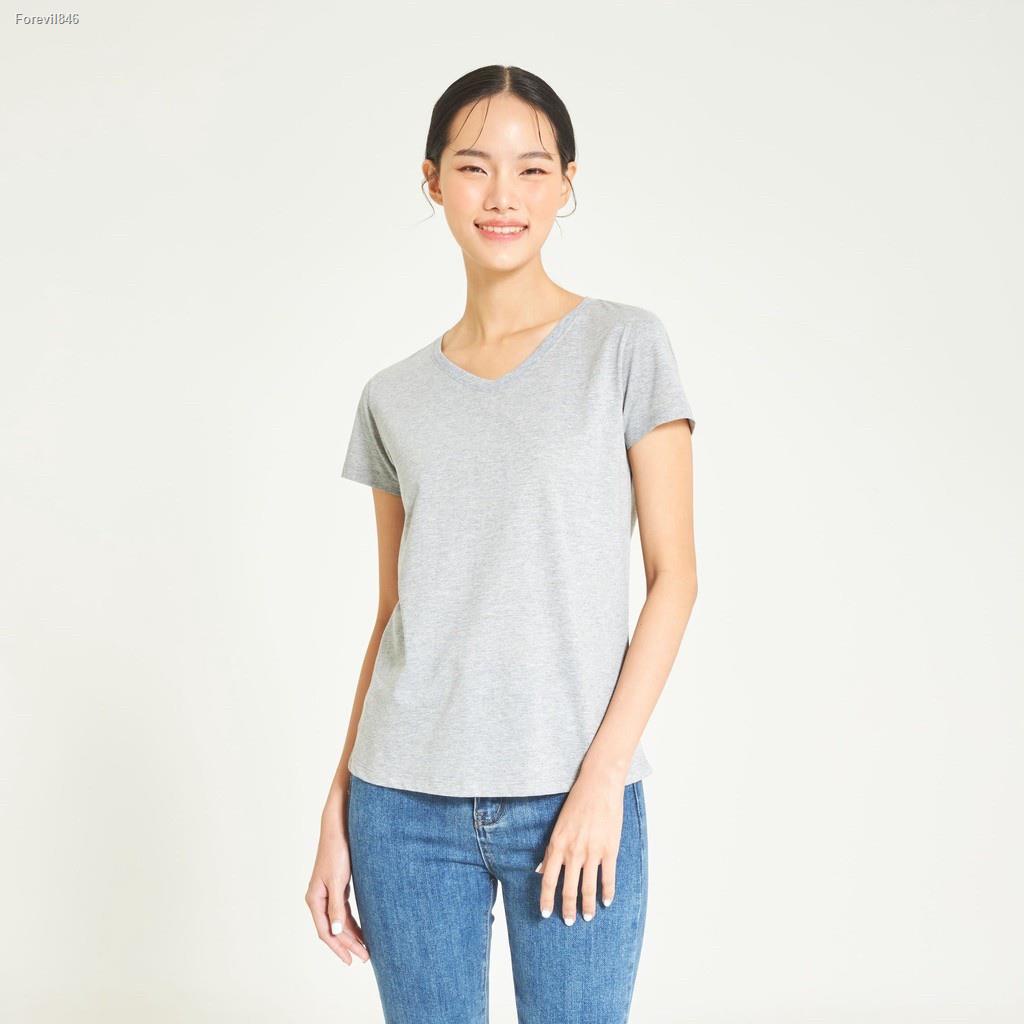 ส่ส่งไวจากไทยYuedpao เสื้อยืดผู้หญิงคอวี ทรงเข้ารูป ไม่ย้วย ไม่หด ไม่ต้องรีด ใส่สบาย basic style ...