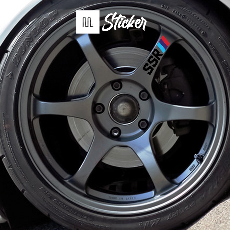 สติ๊กเกอร์ ตกแต่งล้อ SSR Type RS 4 ชิ้น(สีดำ) Sticker Car Wheel ...