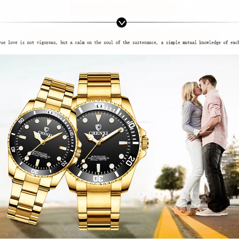 Brand Luxury Couple Watches Pair Men And Women With Box Stainless Steel ...