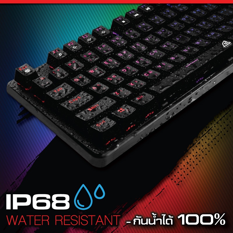 คีบอดเล่นเกม คีย์บอร์ดเกมมิ่ง Signo KB-761 Maiden RGB Mechanical Keyboard - Black (BlueRed Sw ...