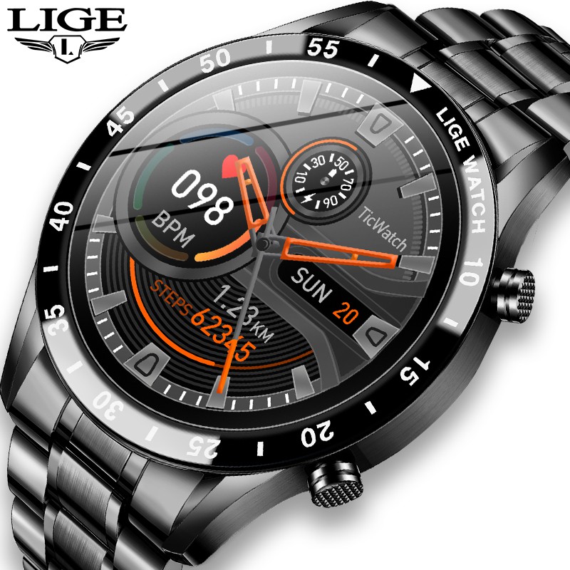 LIGE 2020 New Smart Watch Men Full Touch Screen Sports Fitness IP67 ...