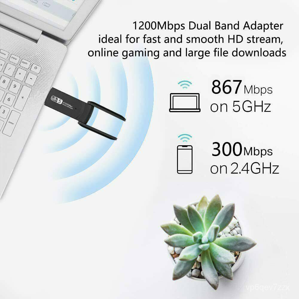 1200Mbps Wireless USB Adapter Wifi Dongle Dual Band 2.4G / 5G Hz Wifi ...