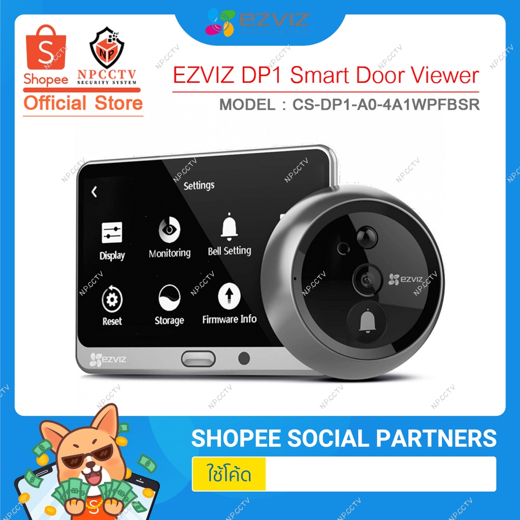 EZVIZ Wire-Free Smart Door Viewer and Video Doorbell รุ่น DP1 (CS-DP1-A0-4A1WPFBSR) แถมฟรีหน้าจอ ...