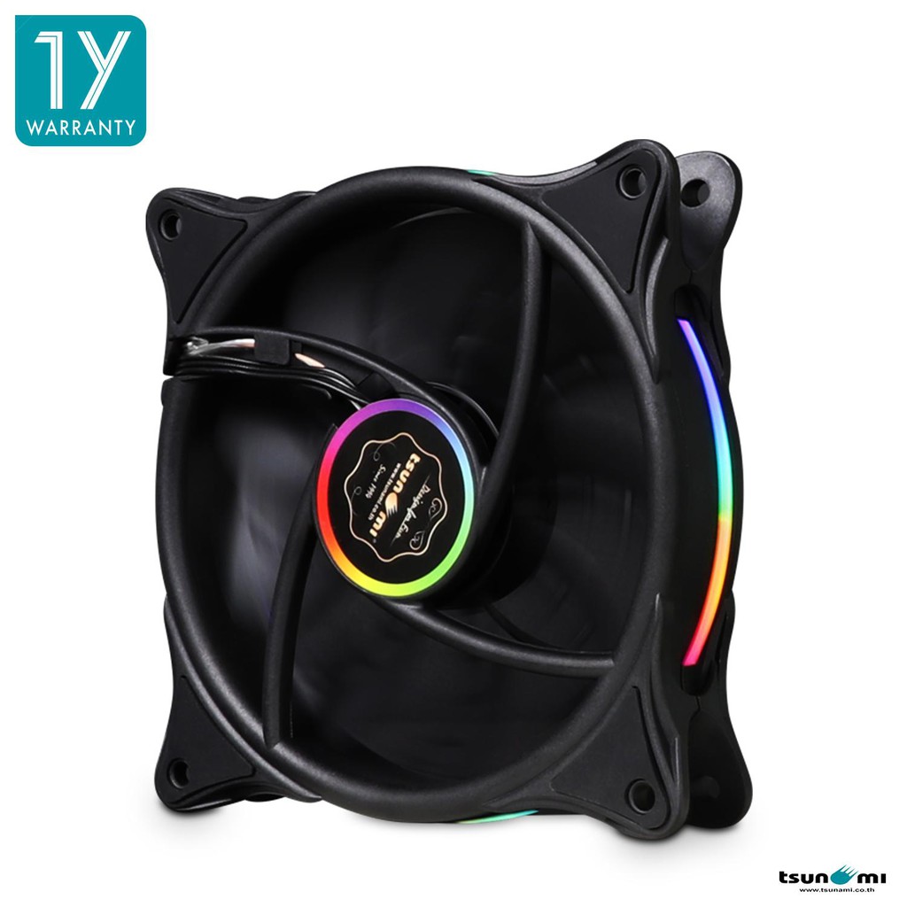 Tsunami Neon Light Series 12CM RGB P.W.M. Speed control Cooling Fan X 7 ...