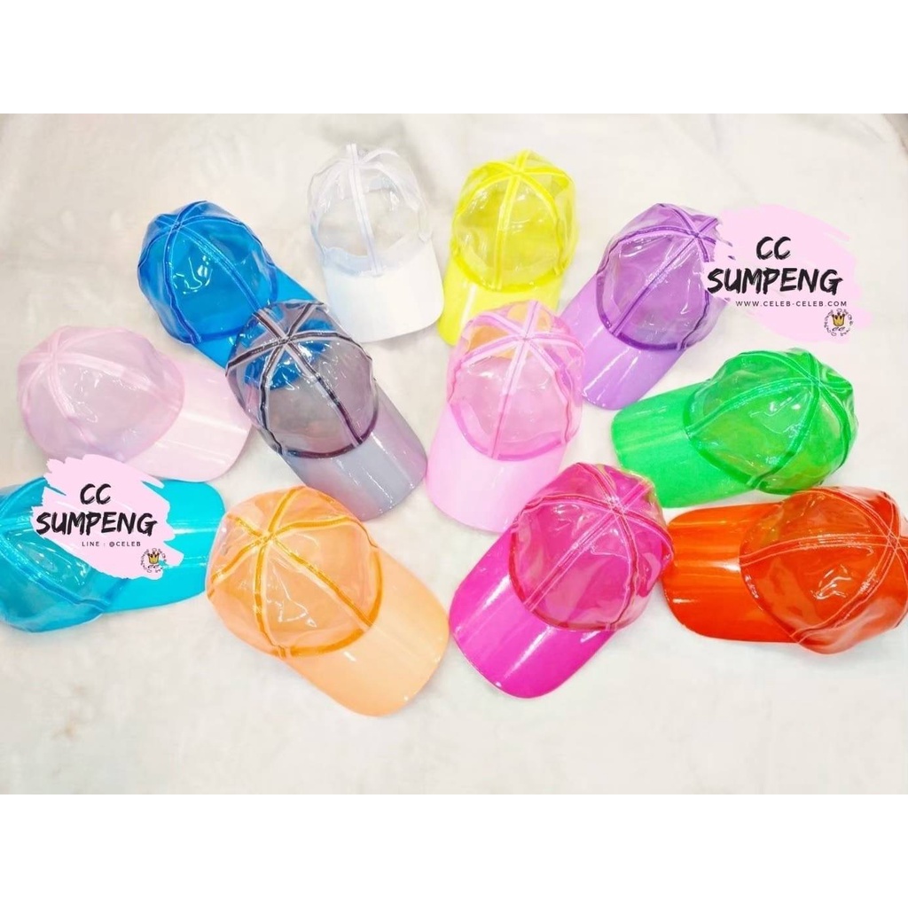 หมวกสงกรานต หมวกกันน้ำ หมวกใส หมวกpvc ทรงCap (12สี ) - me_idea - ThaiPick