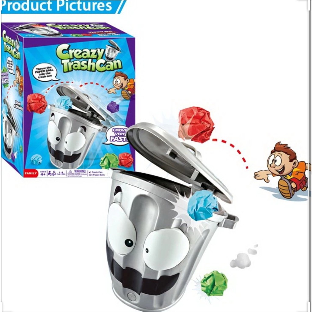 firstbuy_เกมครอบครัว Crazy Trash Can Game เกมโยนกระดาษลงถังขยะ วิ่งชน ...