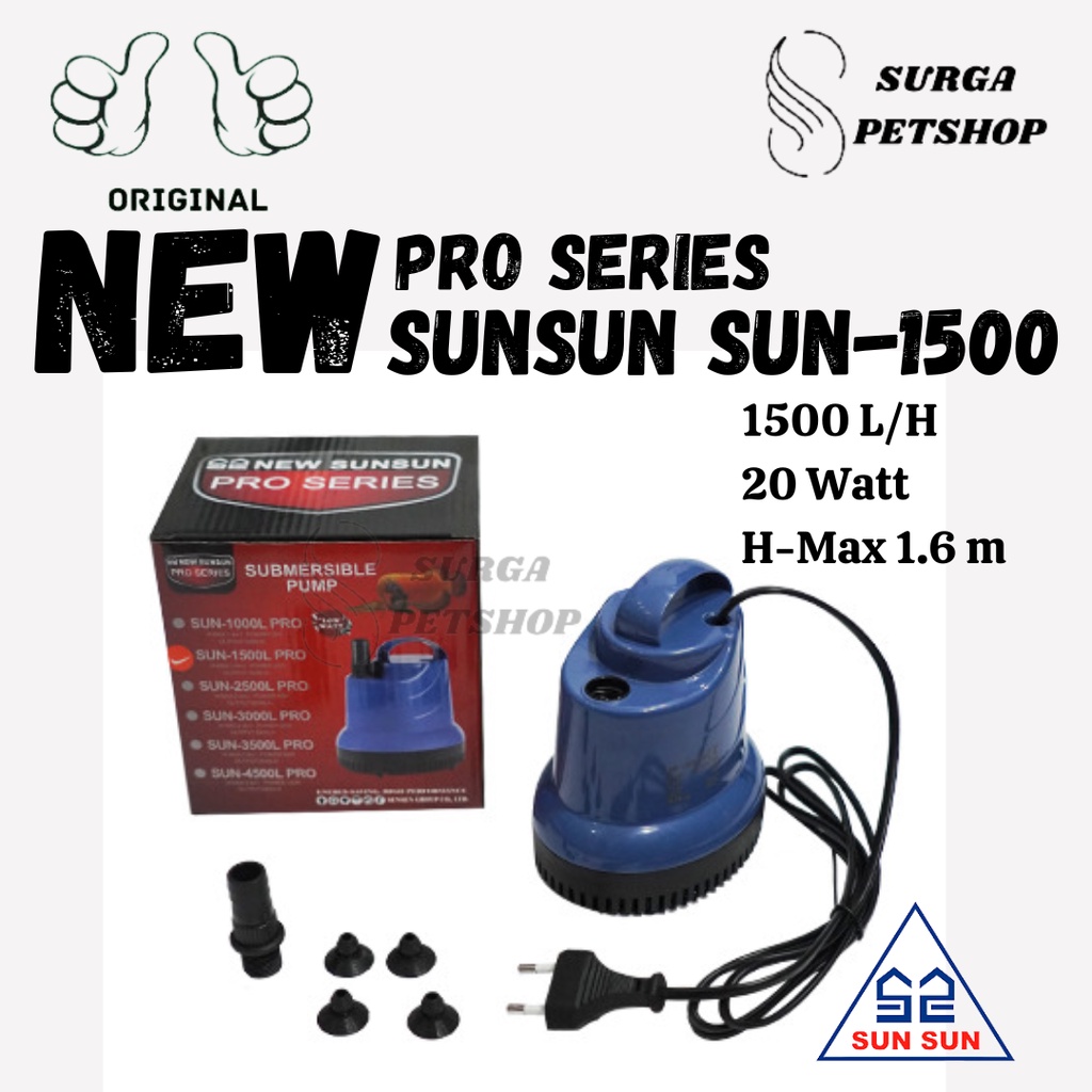 ใหม่ SUNSUN SUN 1500 PRO SERIES ปั๊มน้ําบ่อปลา SUN1500PRO 1500L ปั๊ม ...