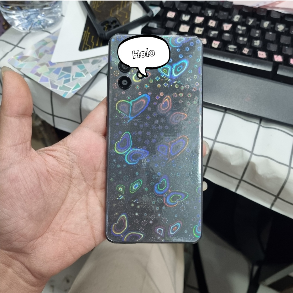 เคสโทรศัพท์มือถือแบบใส กันรอยขีดข่วน ลายผีเสื้อ 3D โฮโลแกรม สีขาว ...