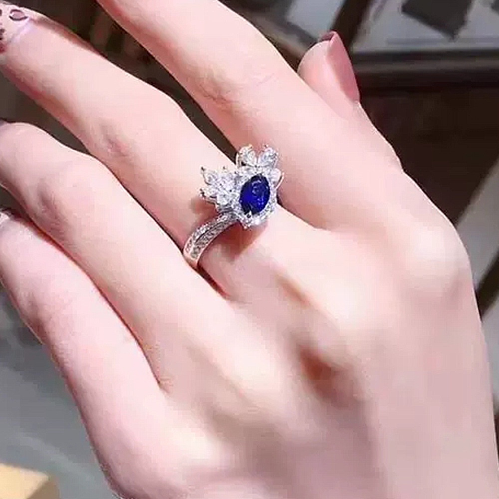2022 ดอกไม ้ สไตล ์ s925 Silver Royal Blue Pony Eye Ring NO.XC101000084116 - ruidengmy39e.th ...