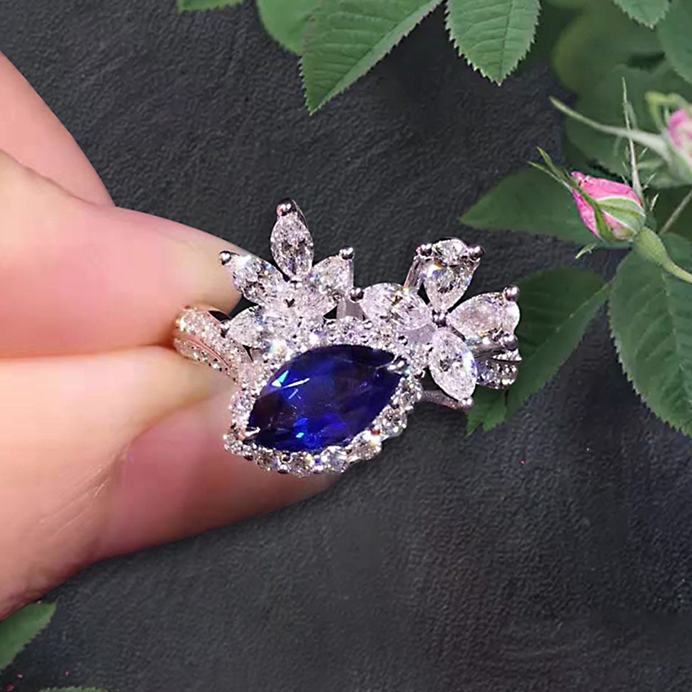 2022 ดอกไม ้ สไตล ์ s925 Silver Royal Blue Pony Eye Ring NO.XC101000084116 - ruidengmy39e.th ...