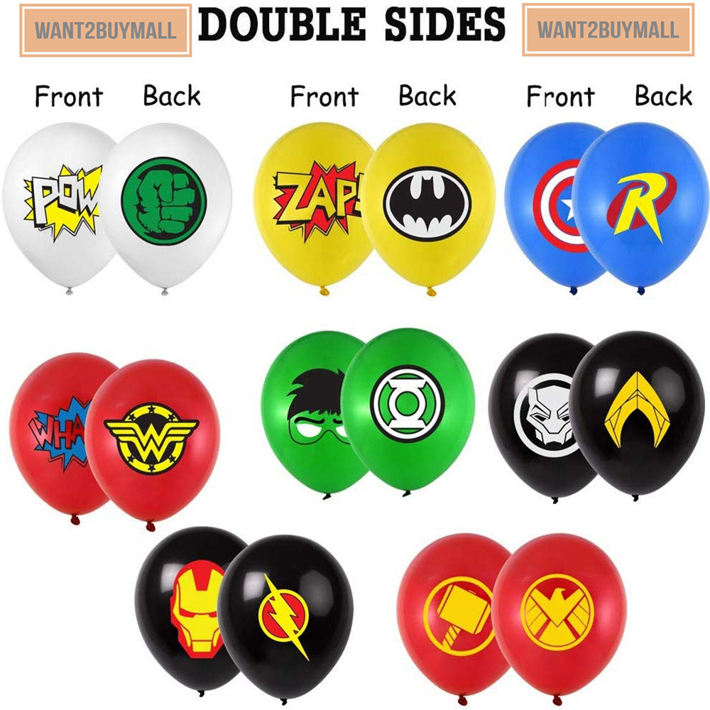 ลูกโป่งยาง พิมพ์ลายซุปเปอร์ฮีโร่ Avengers Iron Man Spiderman Captain ...