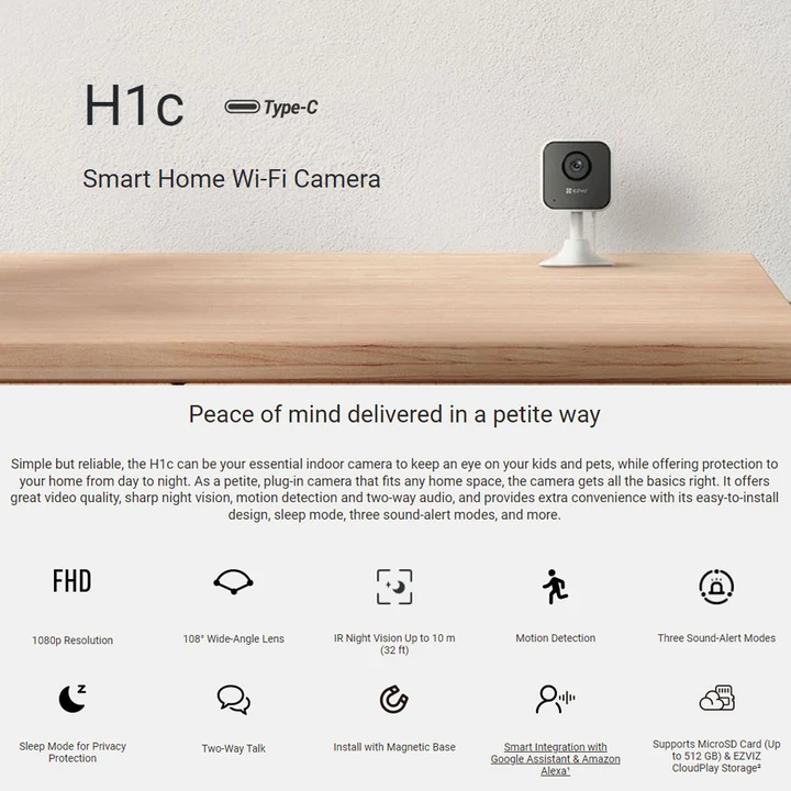 Ezviz H1C HD 1080P กล ้ องวงจรปิดไร ้ สายในร ่ ม ( H1C ...