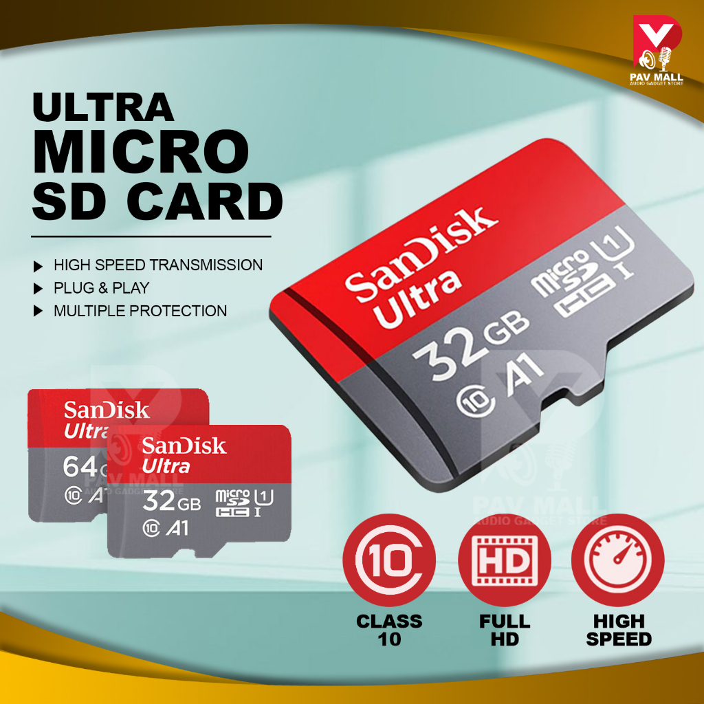 Sandisk การ์ดหน่วยความจํา MicroSD Ultra Class 10 UHS-I (32GB64GB ...