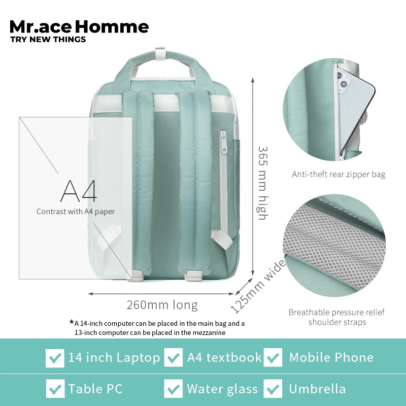 Mr. ace Homme EP Series Backpack สาธารณะ ปานกลาง กระเป๋าแฟชั่นไลค์สด ...