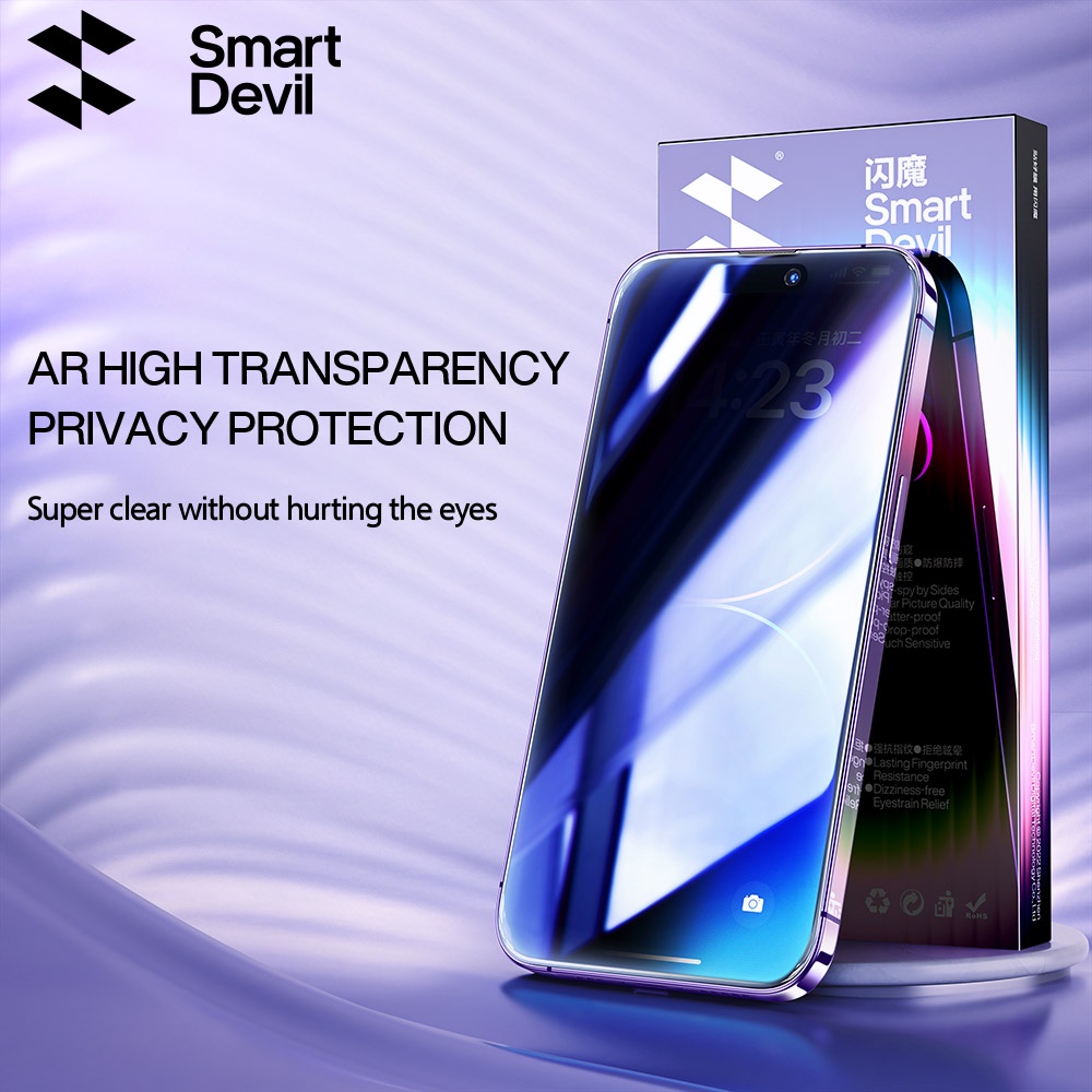 SmartDevil กระจกนิรภัยกันรอยหน้าจอ กันแอบมอง เพื่อความเป็นส่วนตัว สําหรับ iPhone14 Pro Max 14 ...
